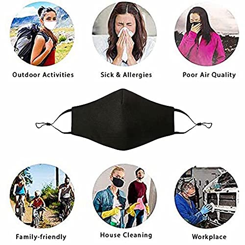 NBDIB 3 Pcs Adult Unisex Reusable Washable Adjustable Face Protection with Filter Pocket and Nose Wire Black Breathable Cotton Dust Cloth Mask with 10Pcs Replacement Carbon Filters for Man and Women