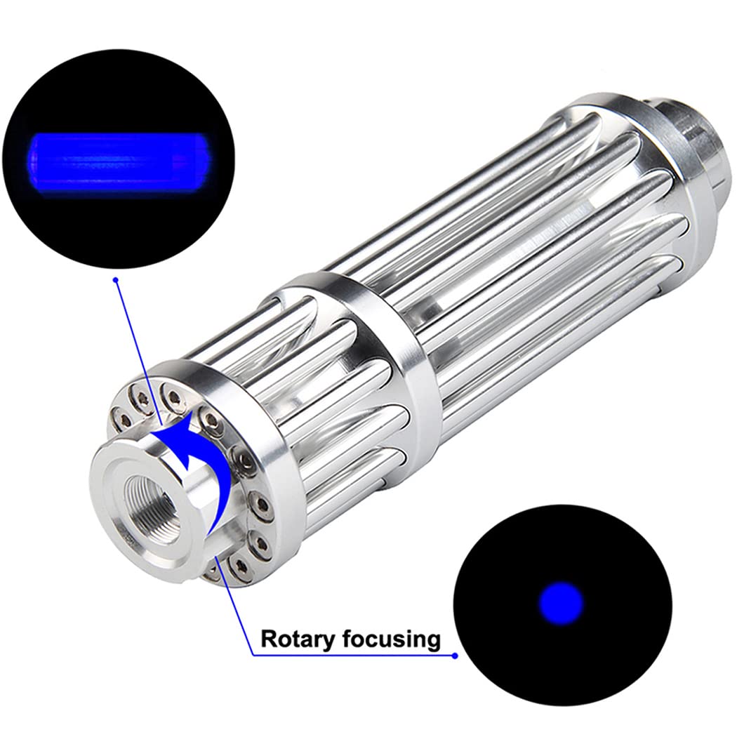GDSZJLJ Blue High Power Flashlight, Long Range Adjustable Focus, Tactical Handheld Light with Starlight Cap, Suitable for Hiking, Camping, Outdoor, Fishing, Camping Hiking, Travel