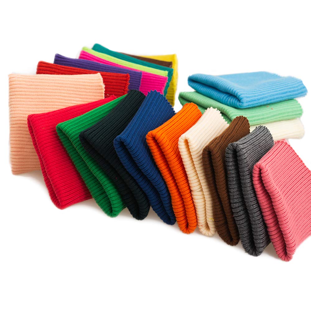 Tong Gu Leg Opening Cuffs Ribbed Trims Fabric Knitted Rib Stretch Tape Tubular Rib Cuffing Replacement DIY, 35 Colours (1 Pair, Black)