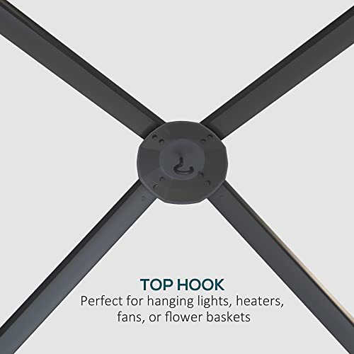 Outsunny 11' x 11' Hardtop Gazebo with Metal & Acrylic Combined Roof, Wood Frame, Permanent Pavilion Grill Gazebo with Bar Counters, Ceiling Hook, for Patio, Garden, Backyard, Deck, Lawn
