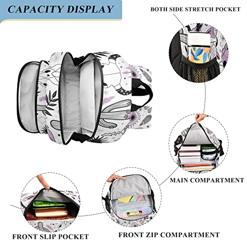 Glaphy Western Cowboy Boho Cactus Skull Dream Catcher School Backpack Lightweight Laptop Backpack Student Travel Daypack with Reflective Stripes