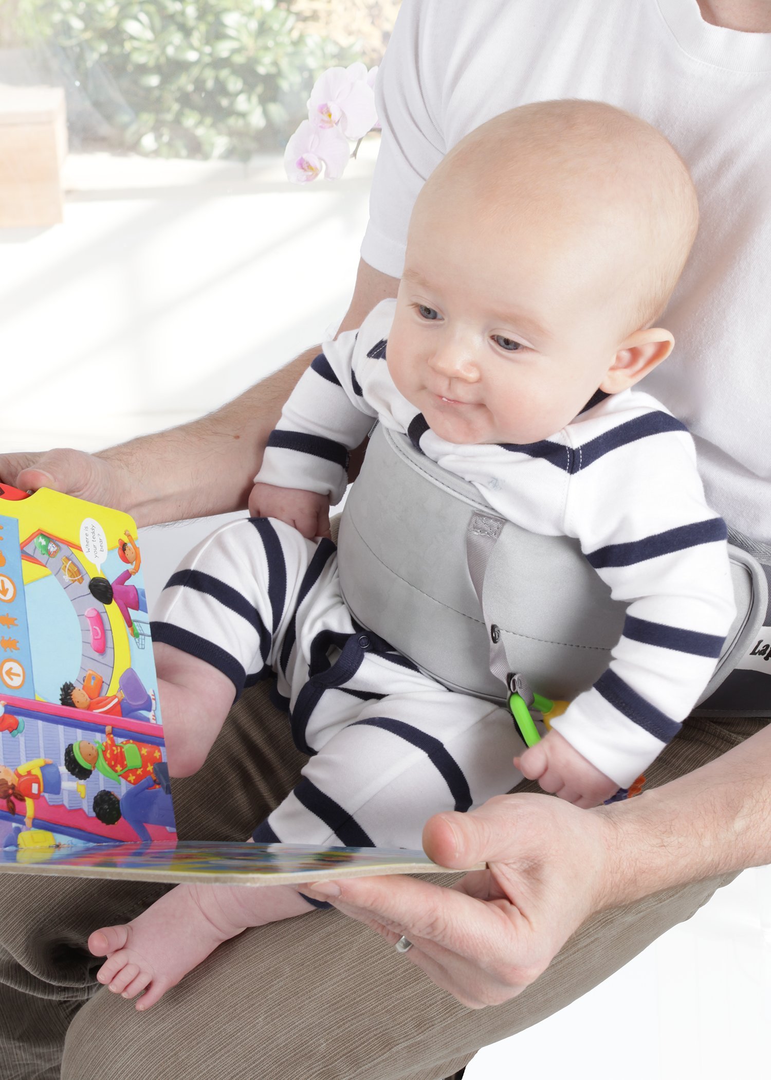 Primo LapBaby - Ergonomic, Adjustable, and Portable Infant Seating Aid for Travel, Feeding, and Working from Home with Animal Print Drop Cloth