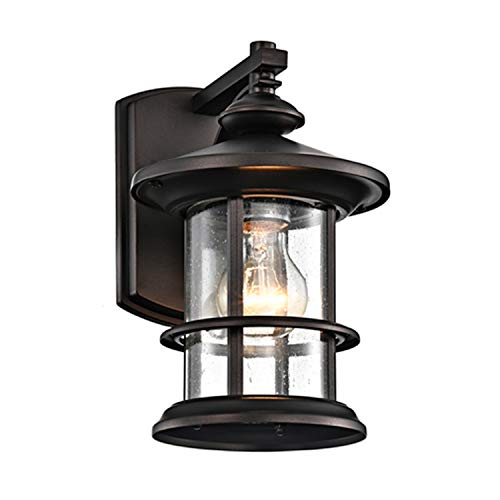 MICSIU Oil Rubbed Bronze Outdoor Light Fixture Wall Mount, Exterior Wall Mounted Light Fixture with Clear Seedy Glass, 10" Exterior Lights for House, Front Porch, Patio, Backyard
