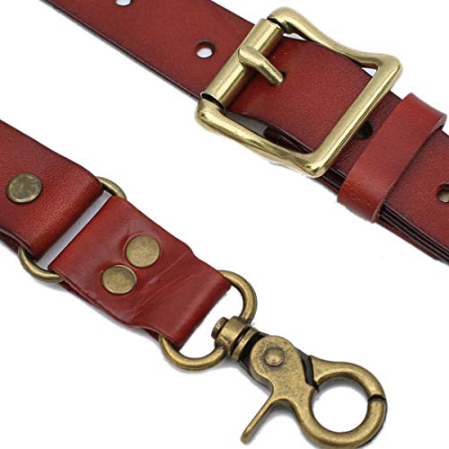 Exception Goods Leather Suspenders For Men Y Back Design Adjustable Brown Genuine Leather Suspenders groomsmen gifts (01# Standard), Large