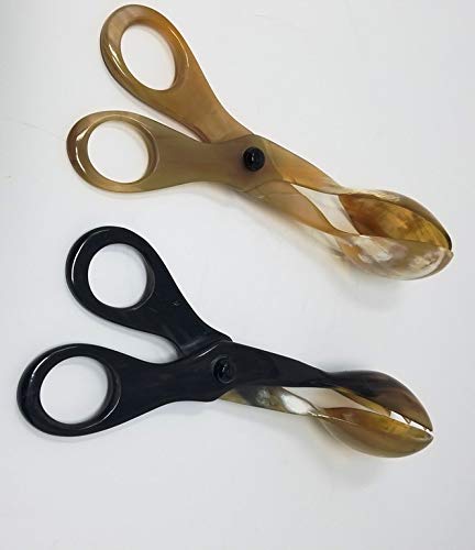 Hand crafted Natural Material Horn Salad Servers Ergonomic Scissors Shape Buffet Tongs Buffet Party Catering Serving Tongs Salad Tongs Cake Tongs Bread Tongs Kitchen Tongs Set of 2