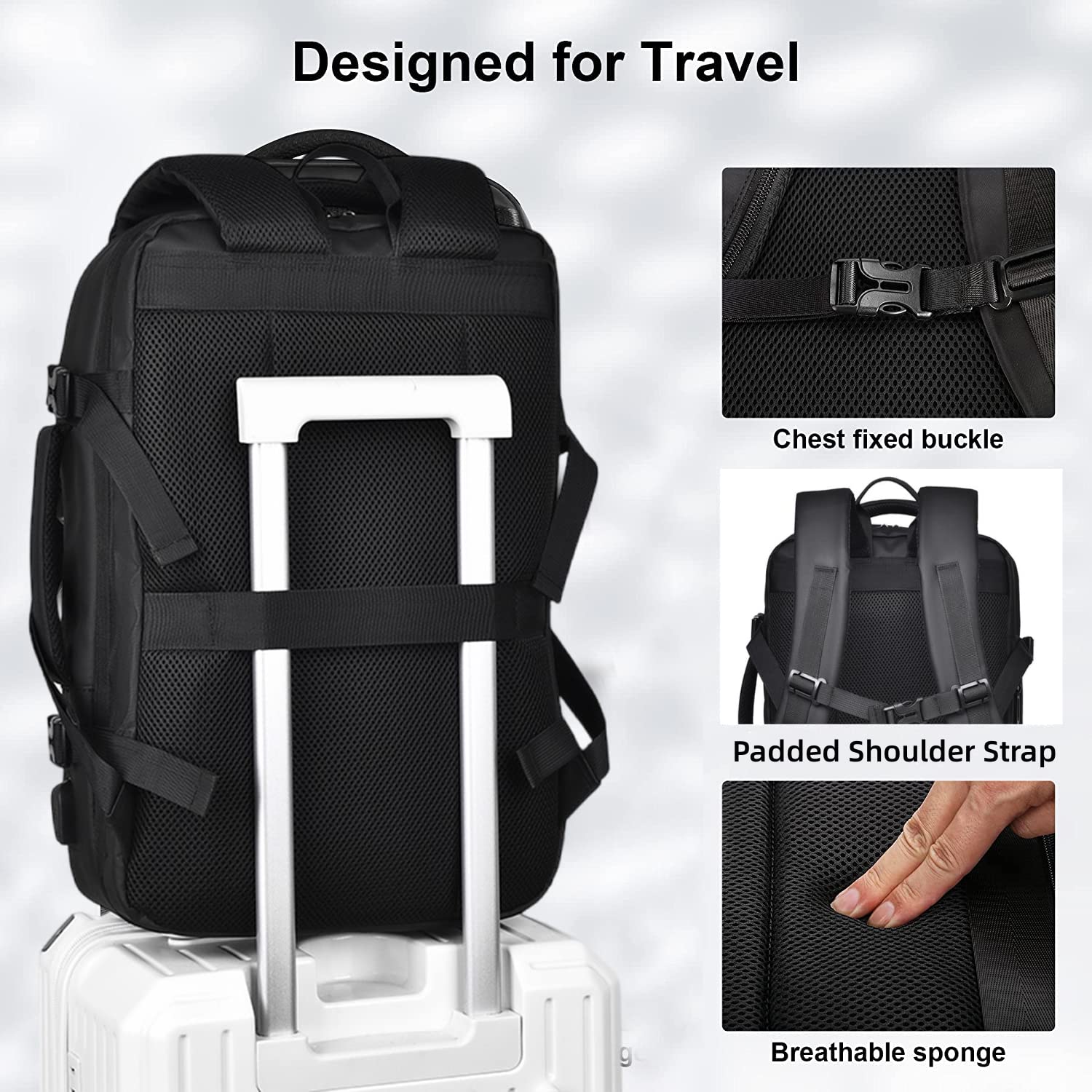 Glivpny Expandable Travel Laptop Backpack,Flight Approved Carry-on Business Backpack,17 Inch Waterproof Backpack(Black-B683)