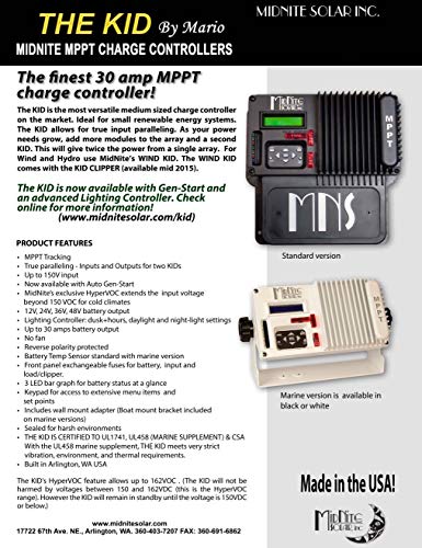MidNite Solar MNKID-B MPPT Charge Controller 30A in Black