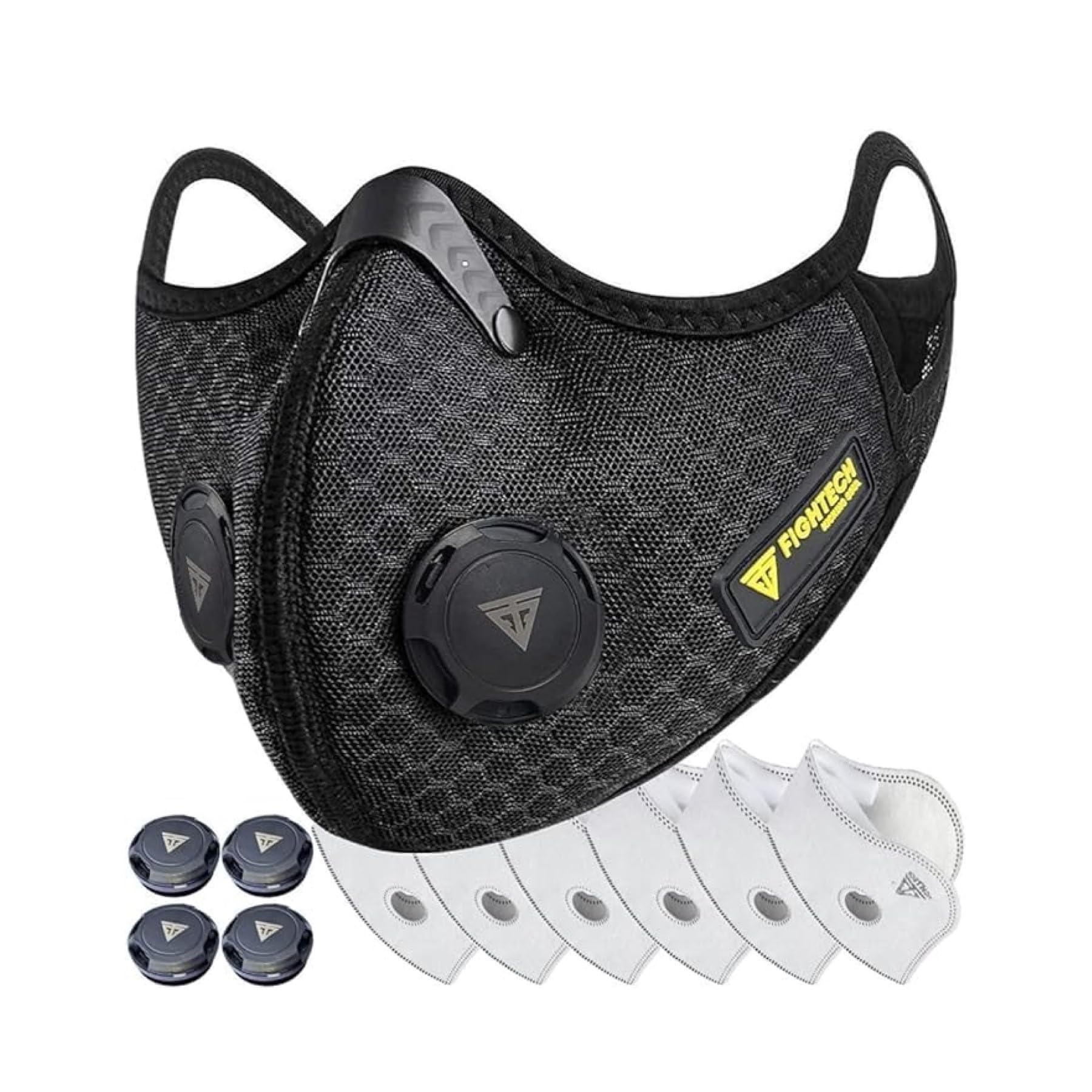 FIGHTECH Dust Face Mask with Extra Active Carbon Filters and Air Valves - for Woodworking, Moving, Construction - Medium (Pack of 1)