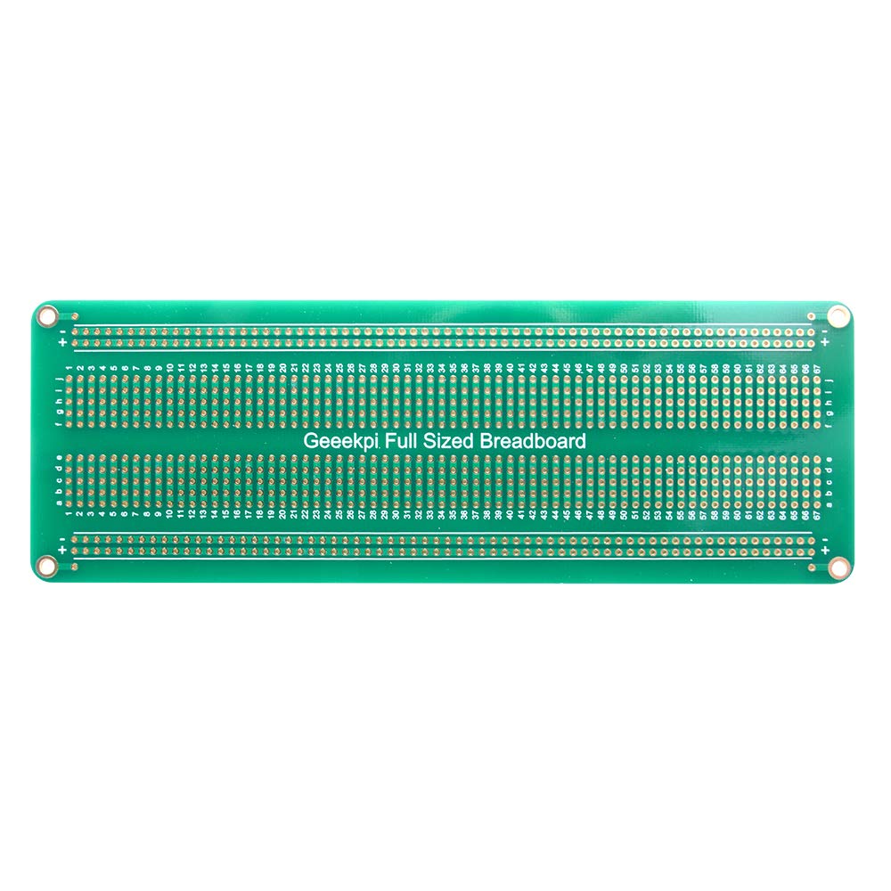 GeeekPi 2PCS PCB Prototype Board for Electronics Projects, Gold-Plated Large Solderable Breadboard with 65PCS M-M Dupont Jumper Wire Cable for DIY Arduino Soldering Projects and Raspberry Pi (Green)
