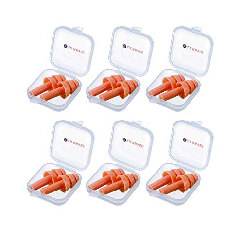 Lakayee Reusable Silicone Ear Plugs, 6 Pairs Waterproof Noise Reduction Earplugs Sound Canceling Ear Plugs for Sleeping Snoring Swimming Shooting Hunting Traveling Concerts Musicians with Carry Cases