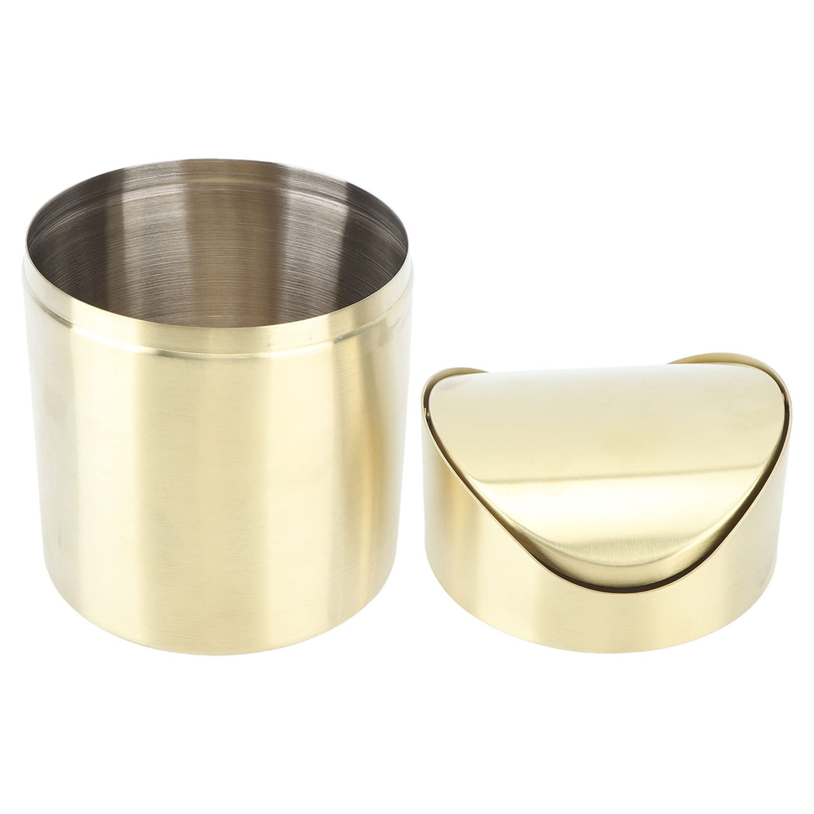 Topyond Mini Trash Can, Small Metal Garbage Bin,Gold Desktop Trash Can for Office Countertop, Stylish Design, Boat Trash Can