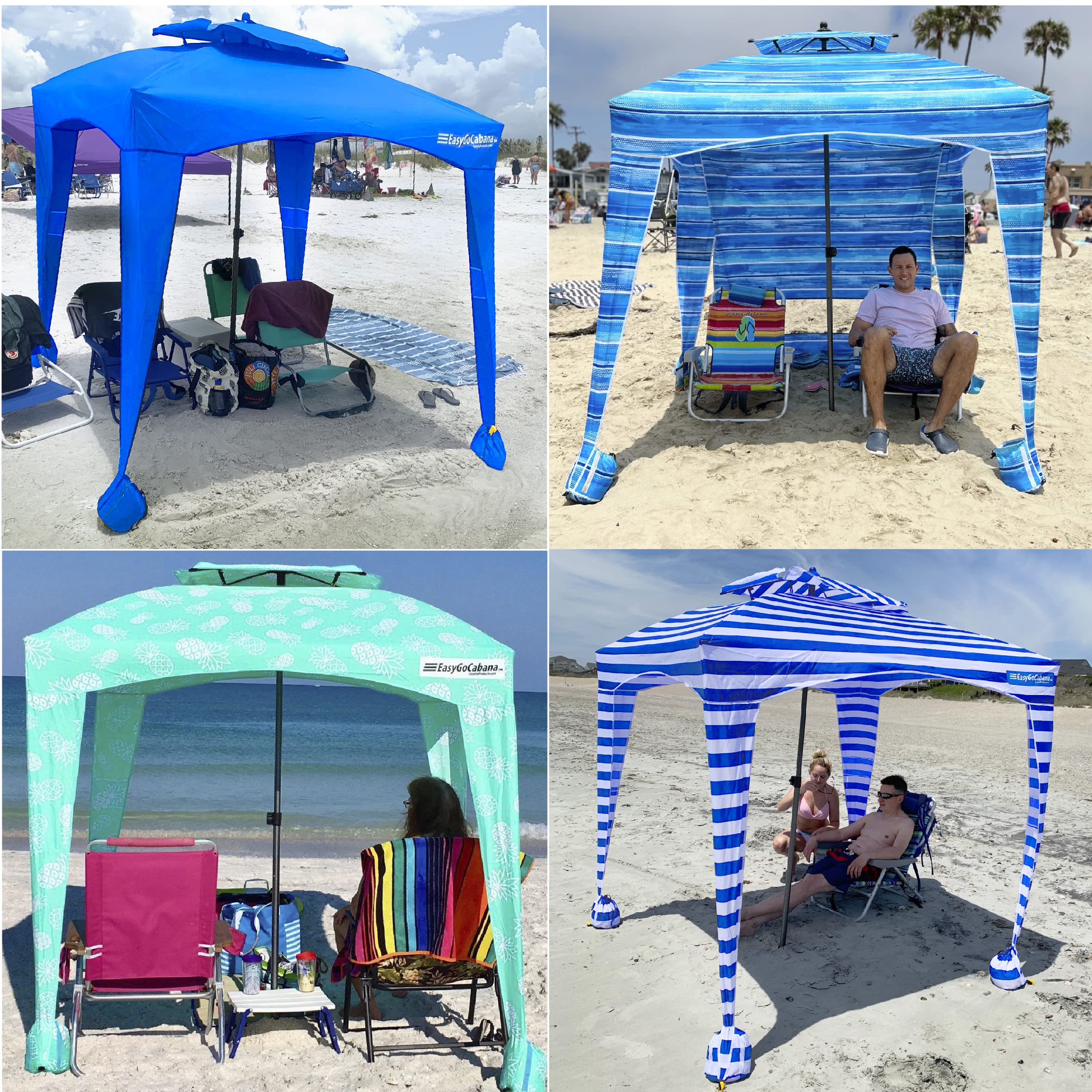 EasyGO Cabana 6' X 6' Beach & Sports Cabana Stays Cool & Comfortable - Easy Assembly - Large Shade Area-Elegant & Classy,Black,EGP-CBN-001-