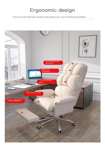Ergonomic Office Chair, Desk Chairs with Wheels Home Office Computer Game Comfortable Modern Simple Lift Swivel Chair (Color : White)