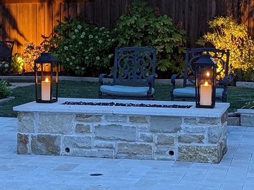 Large Outdoor Lantern Solar Powered - 19 Inch Tall, Black Metal, Open Frame (No Glass), Dusk to Dawn Timer, Flickering LED Light, Decorative Flameless Candle Lanterns for Porch or Patio