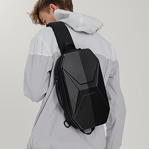 OZUKO Waterproof Sling Backpack Hard Shell Crossbody Shoulder Bag Casual Chest Bag Rucksack, One Strap Travel Sling Bag for Men Women (Black1)
