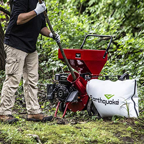 Earthquake Chipper Shredder K33,33964 Heavy Duty 301cc, 4 Cycle Viper Engine, 5-Year Warranty, Dock-and-Lock Debris Bag, 3" Max Wood Diameter Capacity, Red