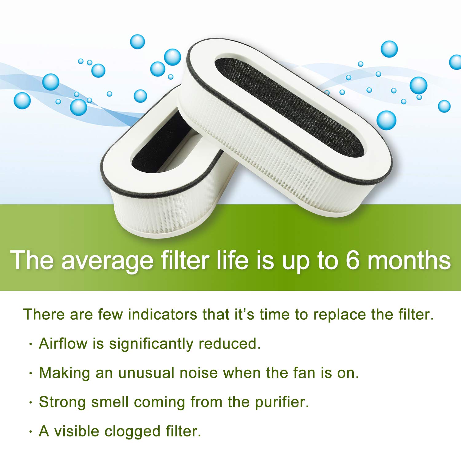 Flintar RP-AP068 3-in-1 H13 Grade True HEPA Replacement Filter, Compatible with RENPHO Compact Air Purifier RP-AP068, 2-Pack