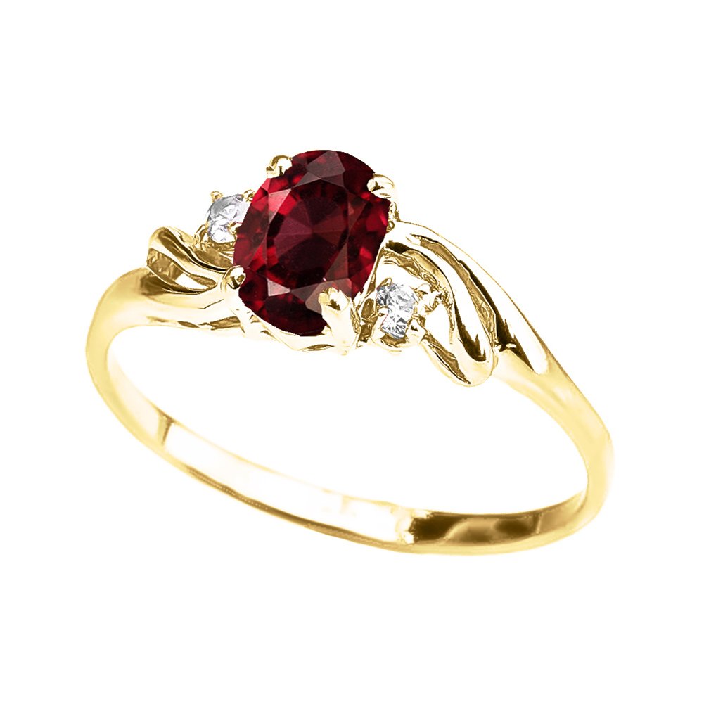 Exquisite 10k Yellow Gold Oval-Shaped January Birthstone with White Topaz 3-Stone Proposal Ring (Size 7.5)