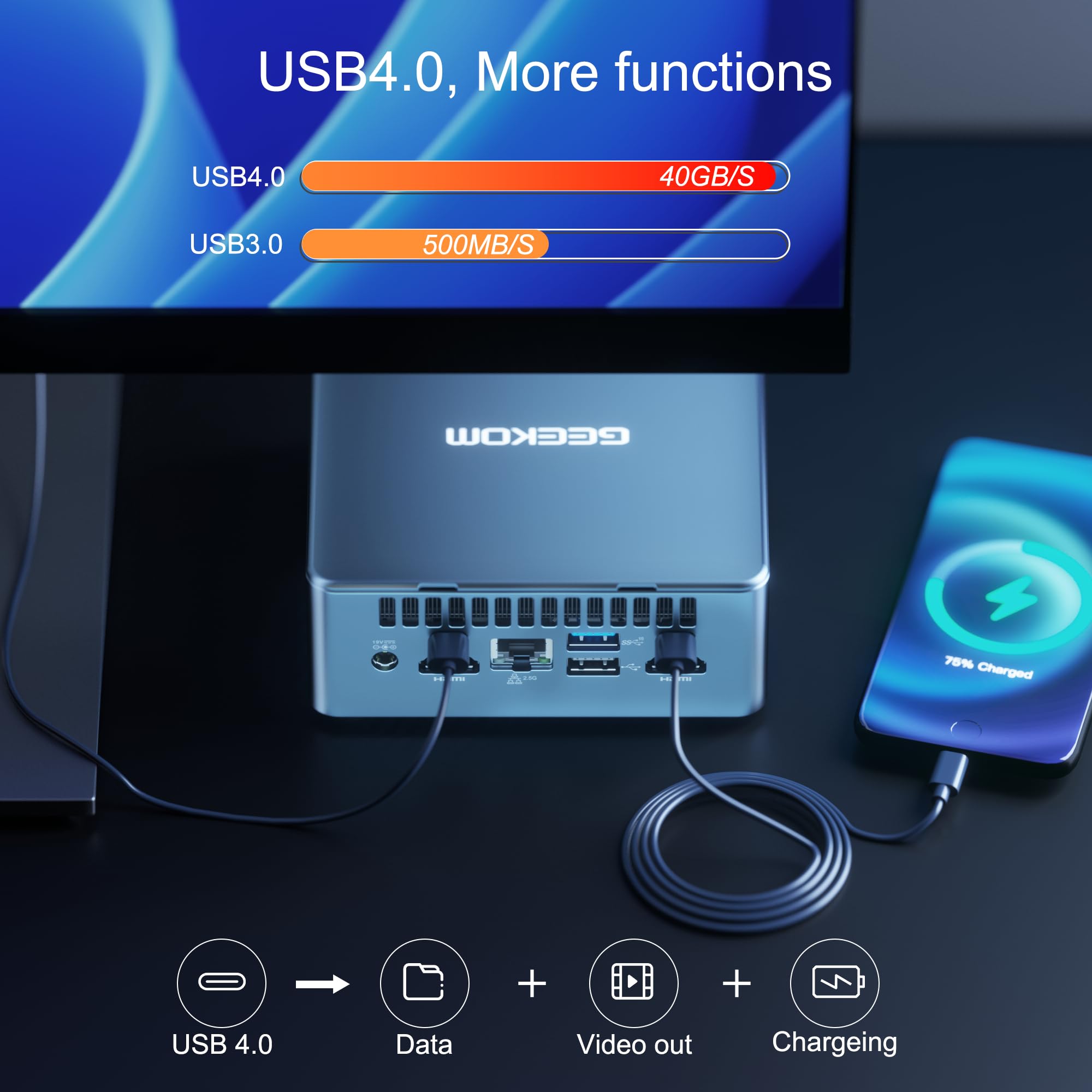 GEEKOM Mini PC Mini IT13, 13th Gen Intel i5-13500H NUC13 Mini Computers(12 Cores,16 Threads) 16GB DDR4/512GB PCIe Gen 4 SSD Windows 11 Pro Desktop PC Support Wi-Fi 6E/Bluetooth 5.2/USB 4.0/2.5G LAN/8K