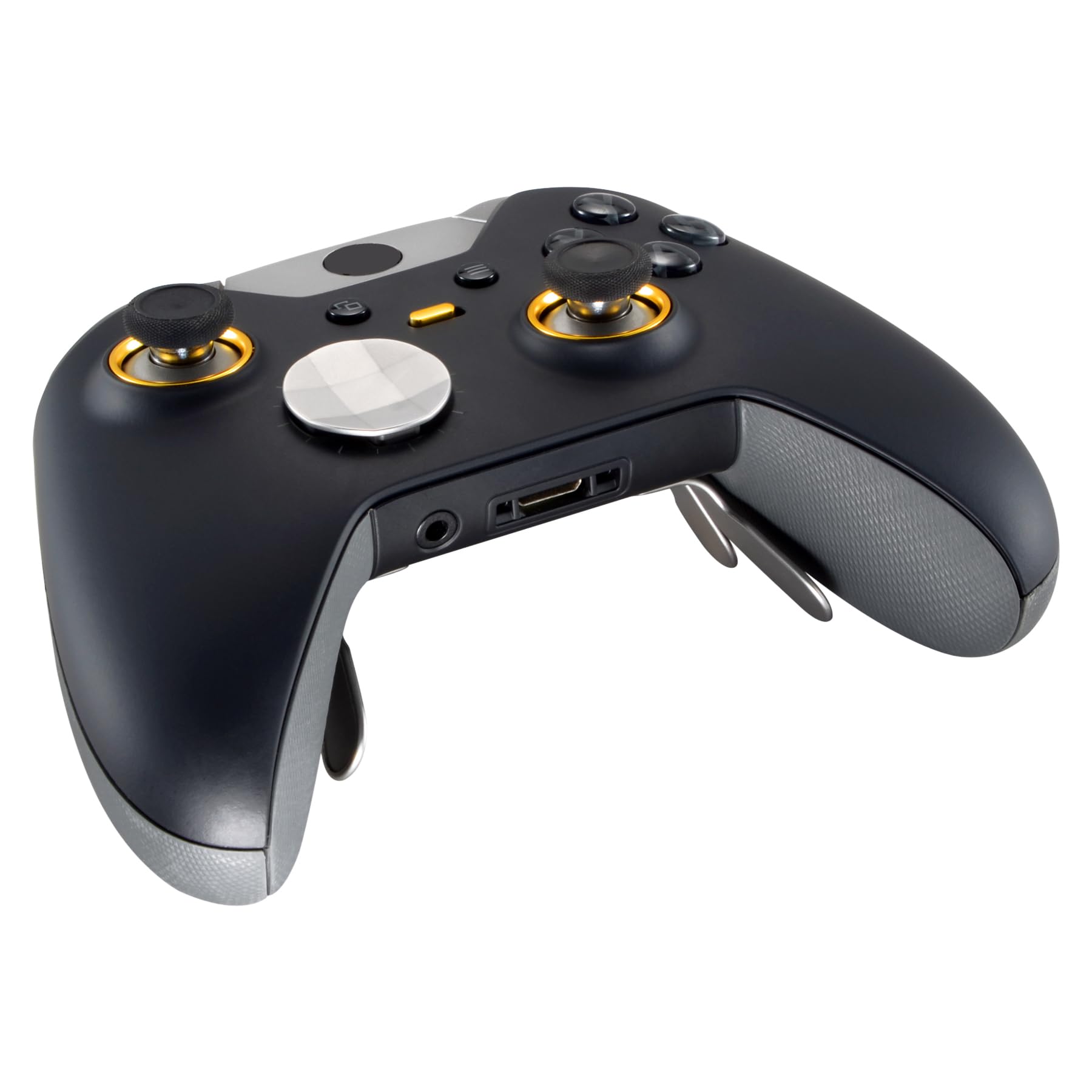 eXtremeRate Matte Chrome Gold Accent Rings Accessories for Xbox One Elite Controller, Replacement Parts Profile Switch Buttons for Xbox One Elite Controller (Model 1698) - Pack of 2