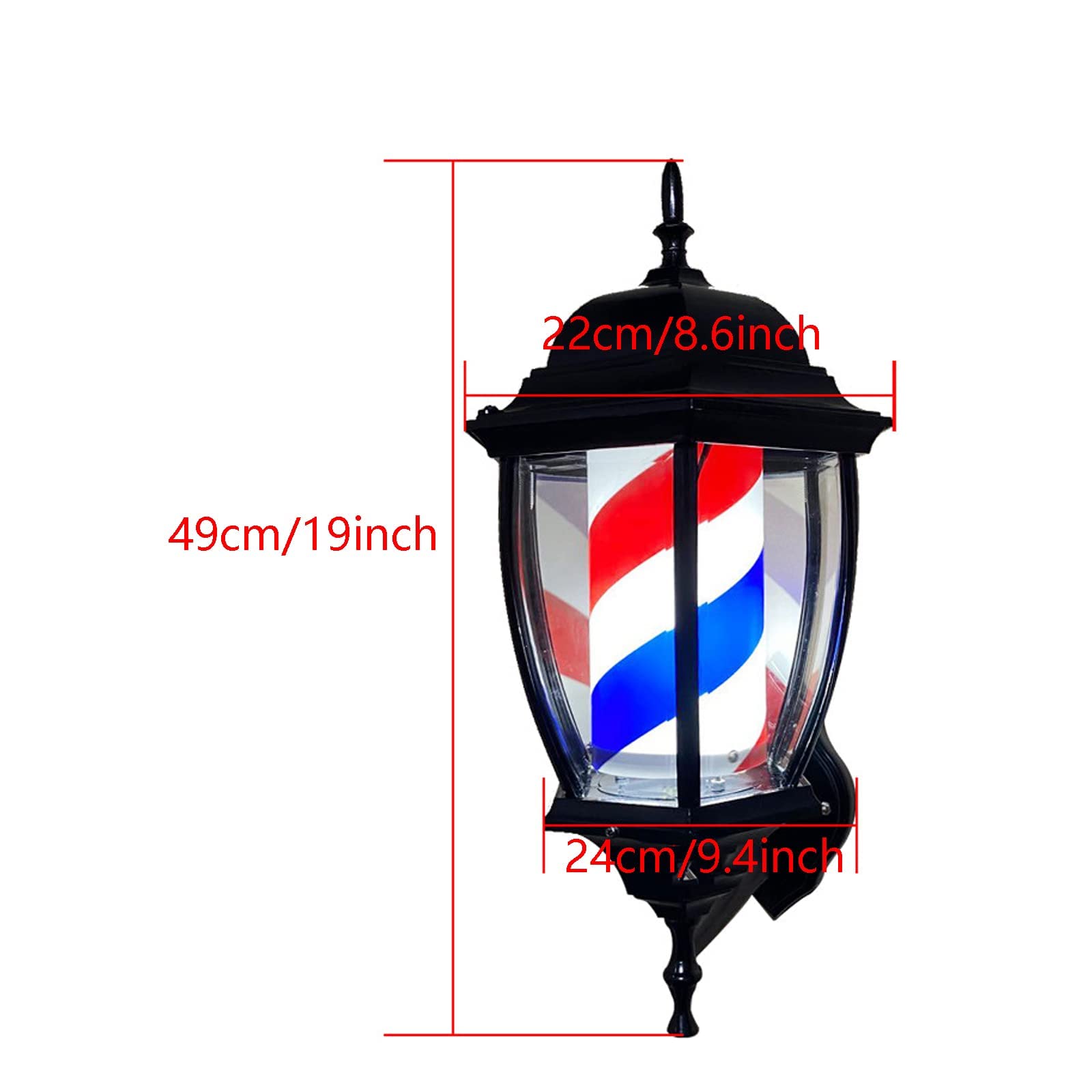 RUTILY Barber Pole Light Salon Barber Shop Light Spinning Style Red White Blue Barber Shop Open Sign LED Rotating Strips Light & Waterproof Save Energy LED Light,Wall Mountain Rotating Light