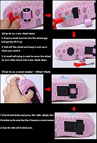 Exgingle Unisex Roller Sneakers Roller Skate Shoes for Boys Girls LED Wheel Shoes 12 M US Little Kid
