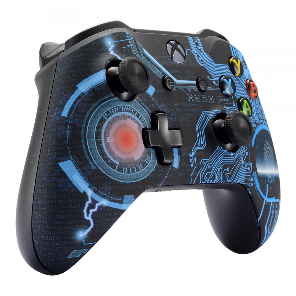 eXtremeRate Circuit Board Patterned Faceplate Cover, Soft Touch Front Housing Shell Case, Comfortable Soft Grip Replacement Kit for Xbox One X S Controller - Controller NOT Included