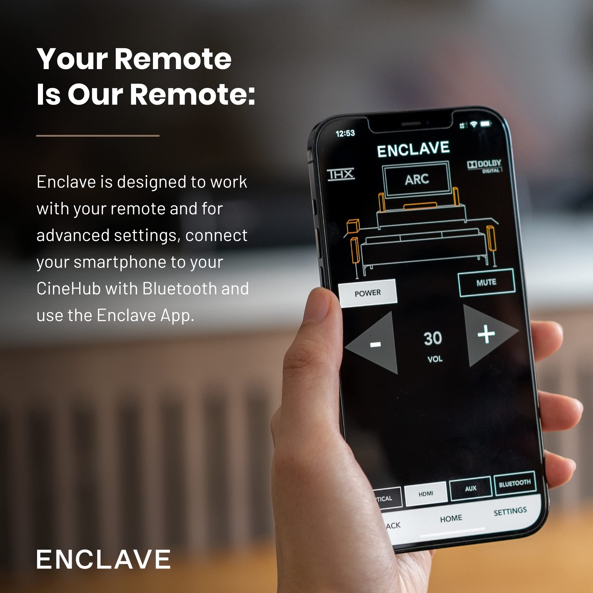 Enclave CineHome PRO - 5.1 Wireless Plug and Play Home Theater Surround Sound System - THX, Dolby, DTS WiSA Certified - includes 5 Active Wireless Speakers, 10-inch Subwoofer & CineHub Transmitter