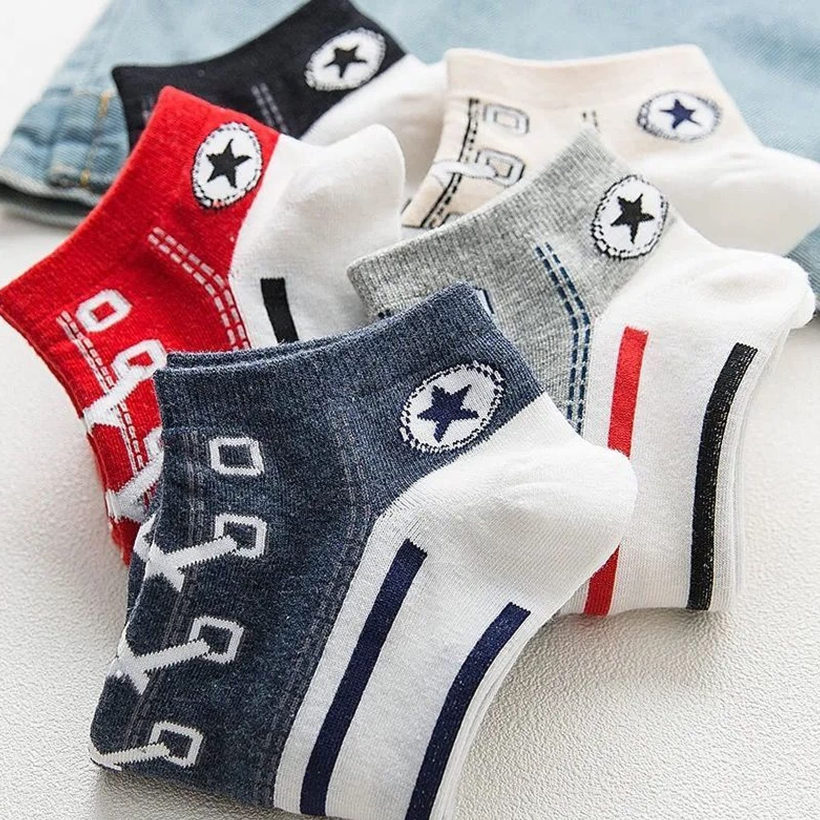Men's Women's White Socks Cotton Breathable Multi Style Personalised Fake Shoes Socks 10 Pair Value Set Low Cut Socks, Fashion Style Socks