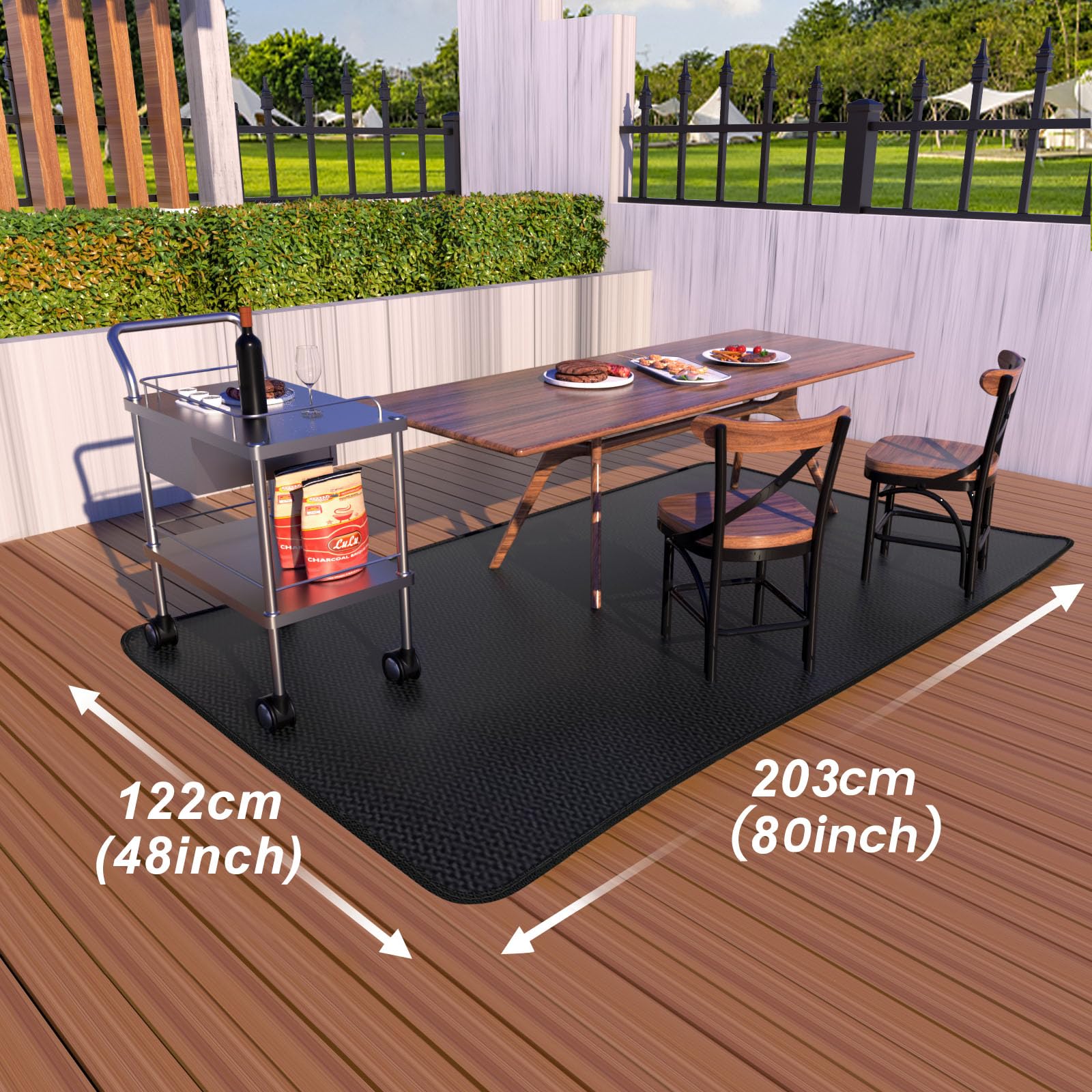 Extra Large 80x48 inch Grill Mat for Outdoor Under BBQ, Griddle, Charcoal, Flat Top, Smoker, Stove, Wood Deck & Patio Protective Mat, Indoor Fireplace Mats, Front Back Sides Fireproof Waterproof Pad