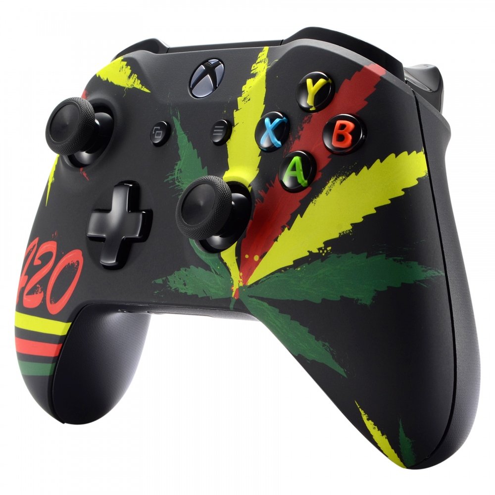 eXtremeRate Weeds Patterned Front Housing Shell Faceplate for Xbox One Wireless Controller Model 1708, Soft Touch Relacemet Cover for Xbox One S/X Controller - Controller NOT Included