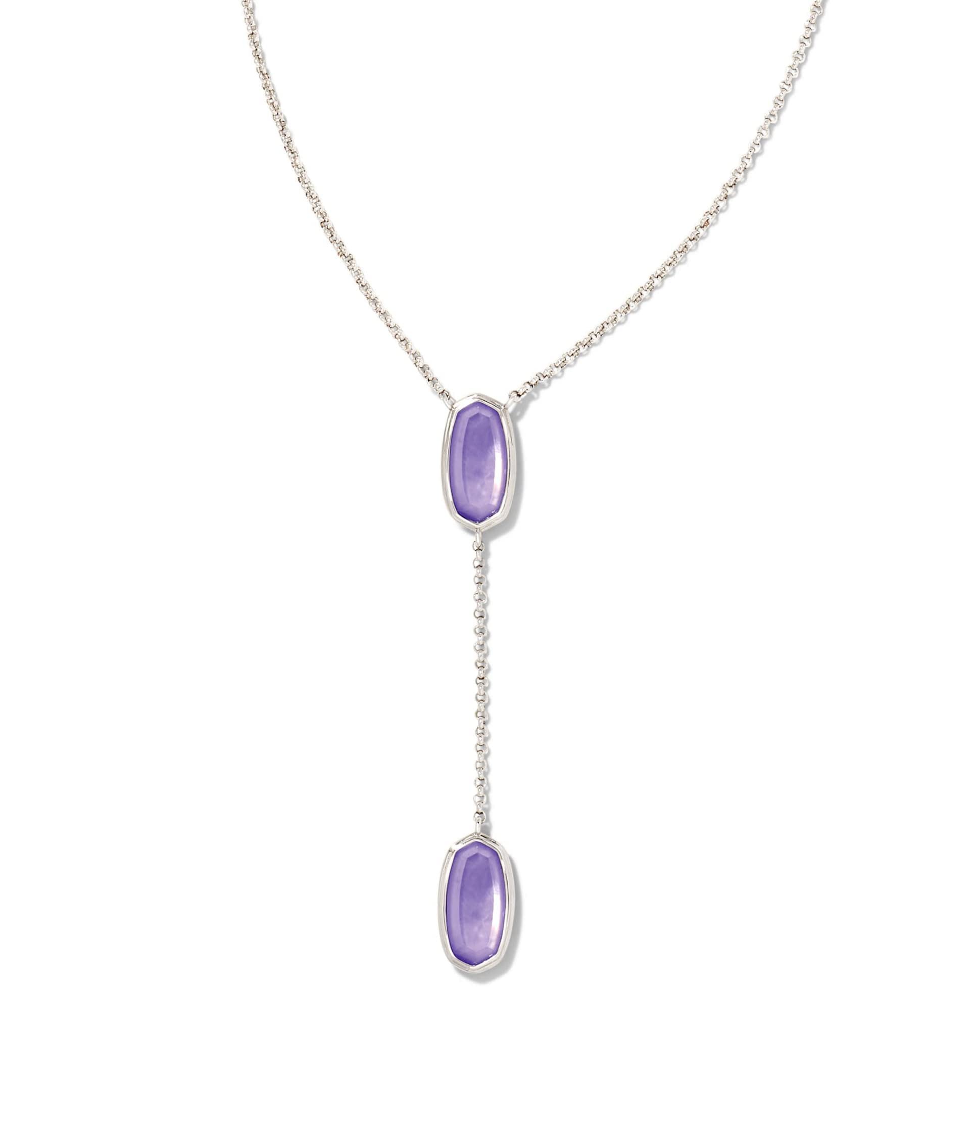 Kendra Scott Framed Elisa Y-Necklace Silver Lavender Opalite Illusion One Size
