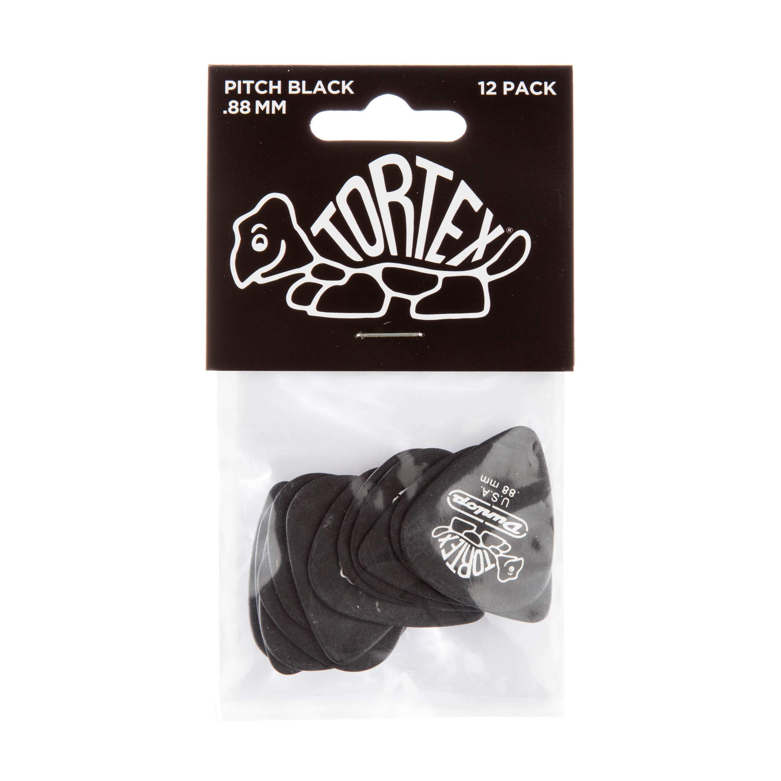 Dunlop 488P.88 Tortex® Pitch Black, .88mm, 12/Player's Pack