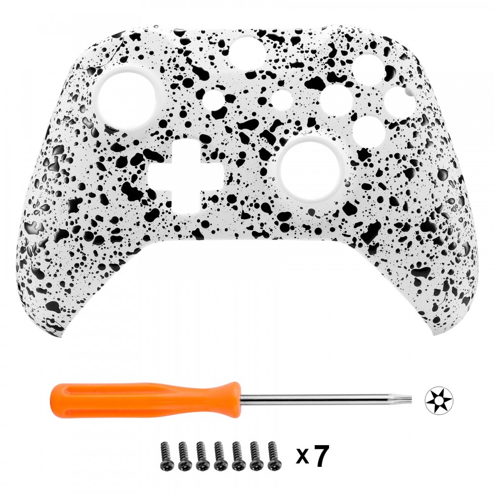 eXtremeRate Textured White Faceplate Cover, 3D Splashing Front Housing Shell Case, Comfortable Non-Slip Replacement Kit for Xbox One Wireless Controller Model 1708 - Controller NOT Included