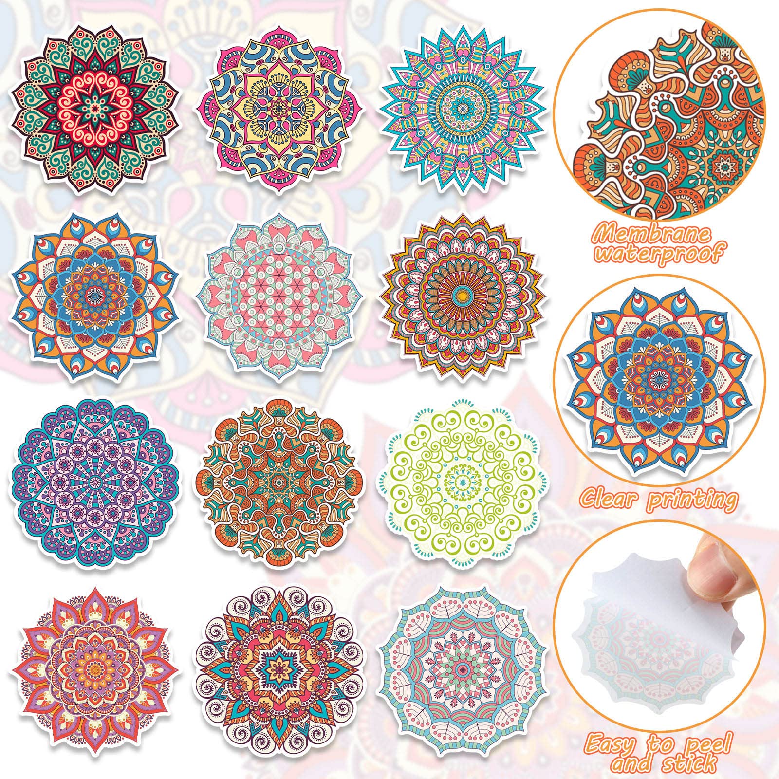 Mandala Stickers Seals Labels - (Pack of 360) 1.97" Large Round Decals for Wall Laptop Water Bottles Holiday Greeting Cards Envelopes Boxes