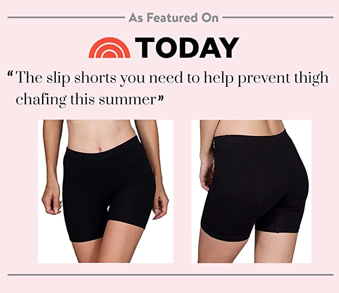 Emprella Slip Shorts 3-Pack Black Bike Shorts Cotton Spandex Stretch Boyshorts For Yoga,Black,Large