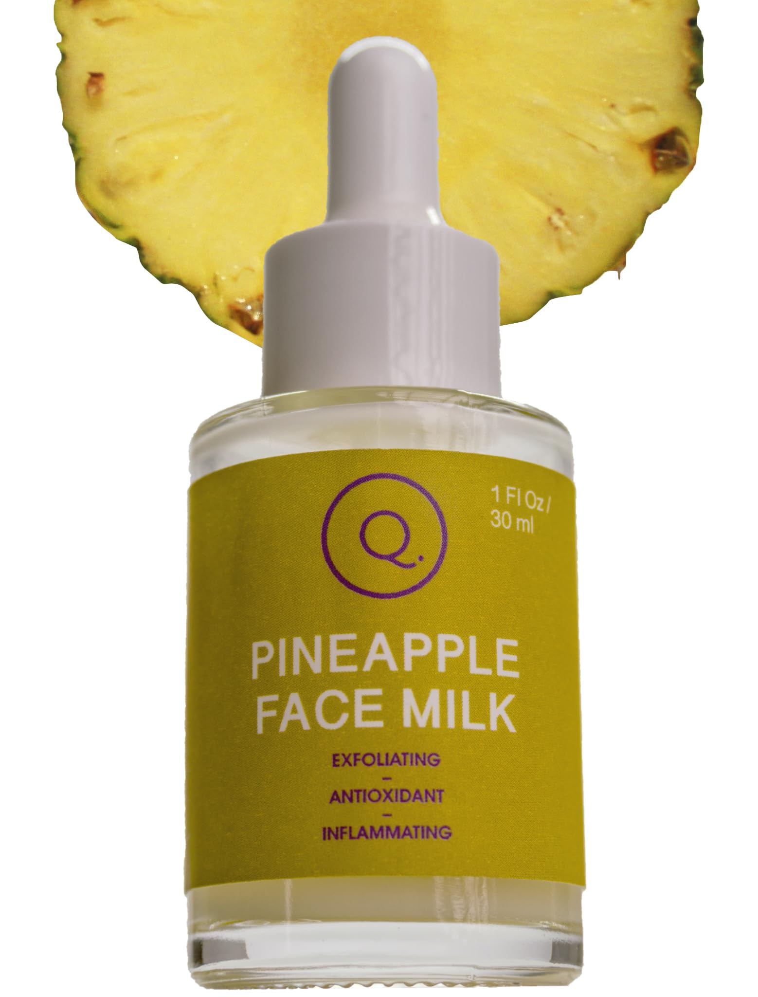 Exfoliating Pineapple Face Milk Serum with Olive Leaf Extract and Allantoin, 1 Fl Oz / 30 ml