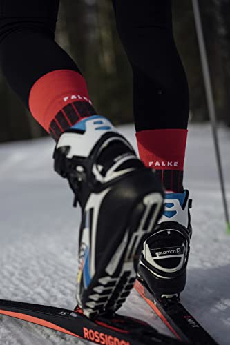 FALKE Men's SC1 Ski Socks, Merino Wool, Mid Calf, Ultra Light Cushion, Breathable Quick Dry, Winter Athletic Sock, Black (Black-Mix 3010), 12.5-13.5, 1 Pair