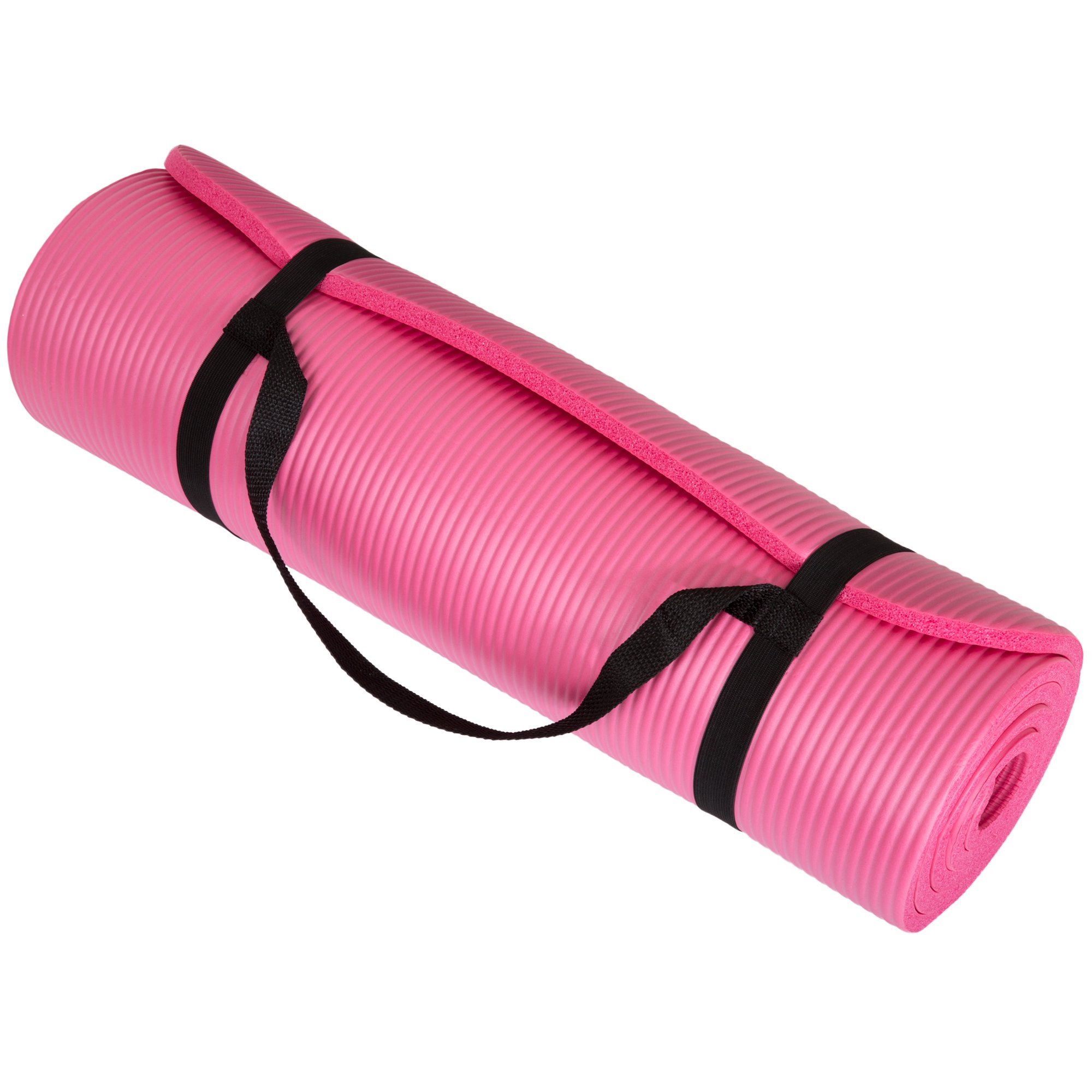 Extra-Thick Yoga Mat - Durable Exercise Foam Mat with Carry Strap for Gym Sessions, Fitness Training, Workout Equipment, and Pilates by Wakeman (Red)