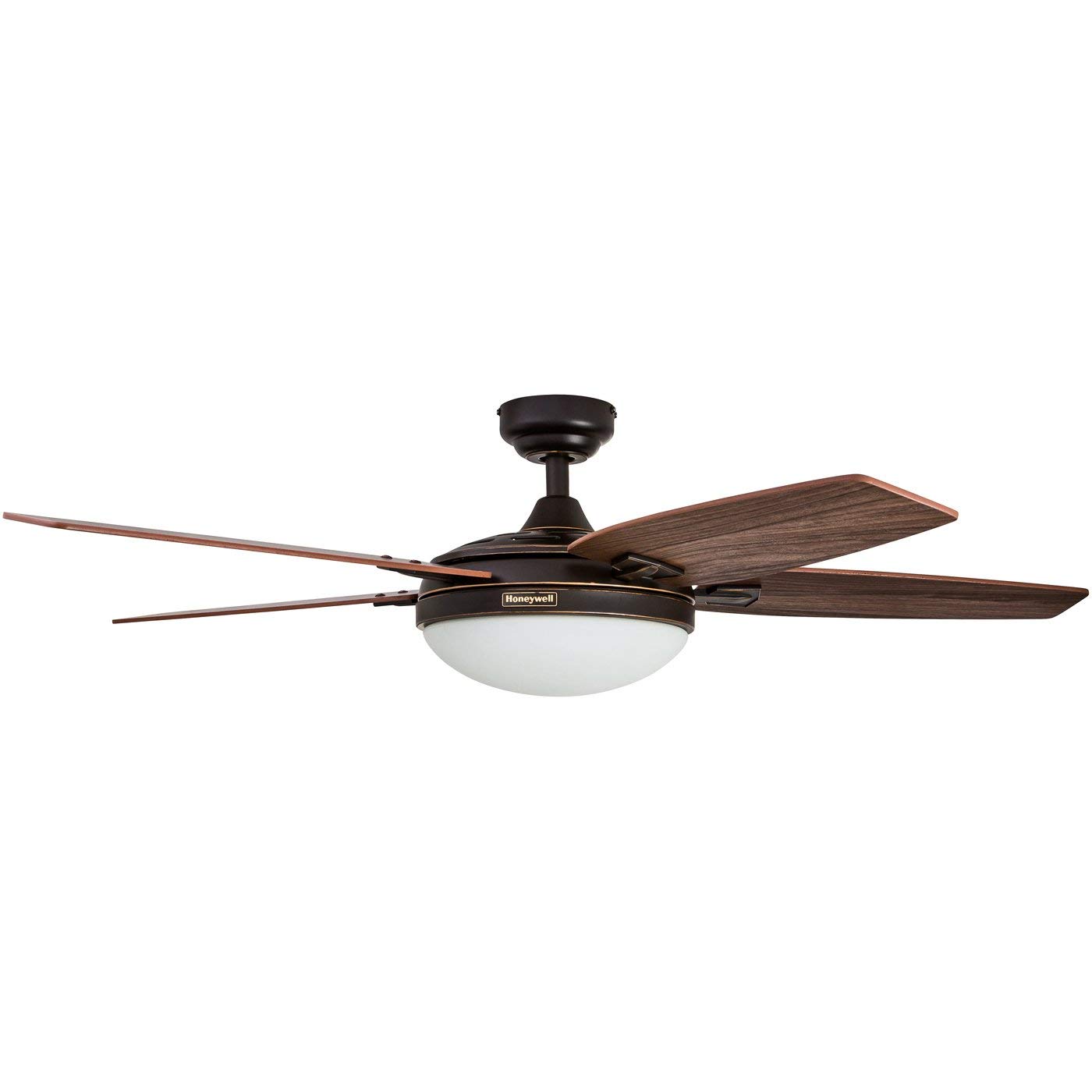 Honeywell Carmel 48-Inch Ceiling Fan with Integrated Light Kit and Remote Control, Five Reversible Cimarron/Ironwood Blades, Oil-Rubbed Bronze (Renewed)
