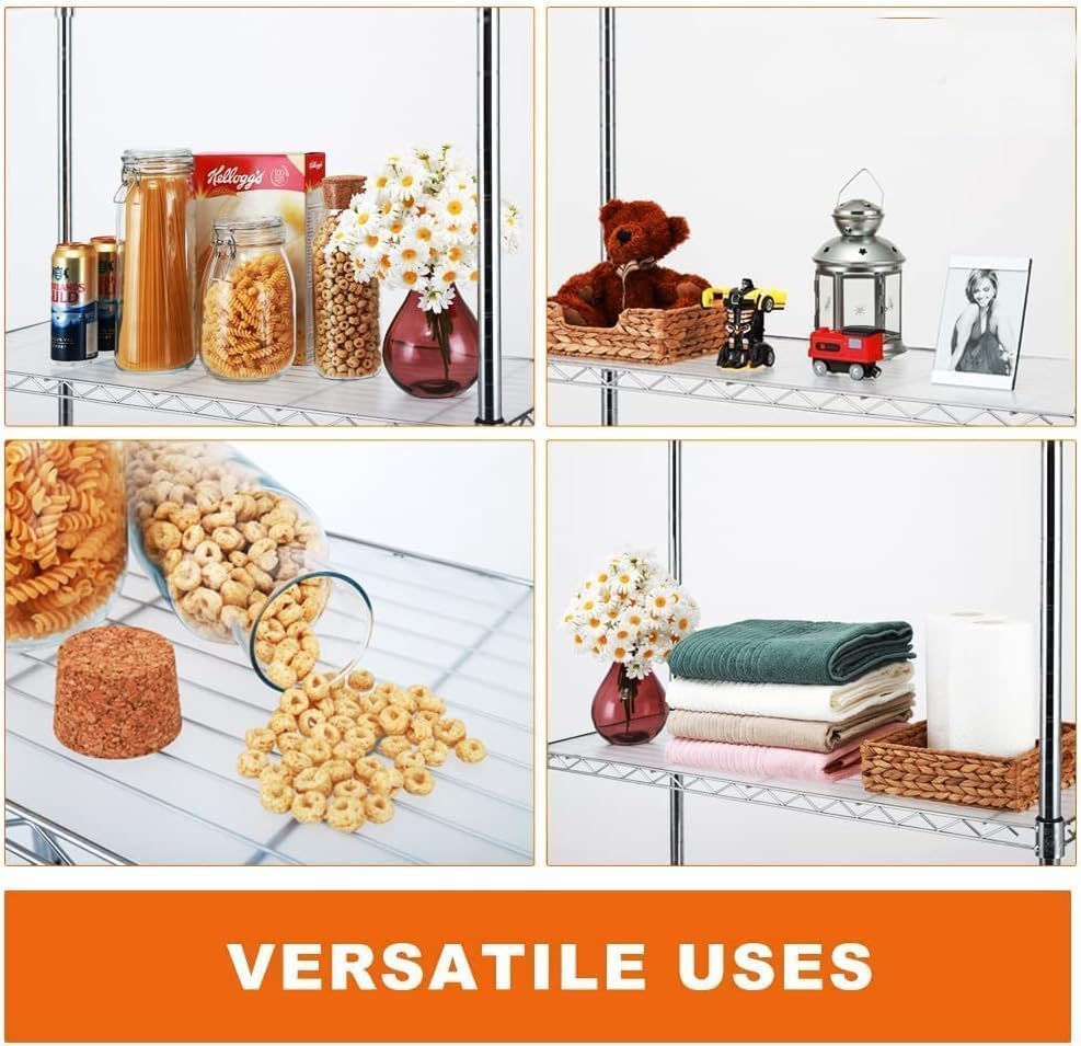 ReLuien 4 Tier Chrome Shelving Units and Storage, Adjustable Wire Shelving with 4-Shelf Liners, Wire Metal Storage Shelves Standing Shelf Units, Shelf Organizer for Kitchen and Garage 30Wx14Dx47H