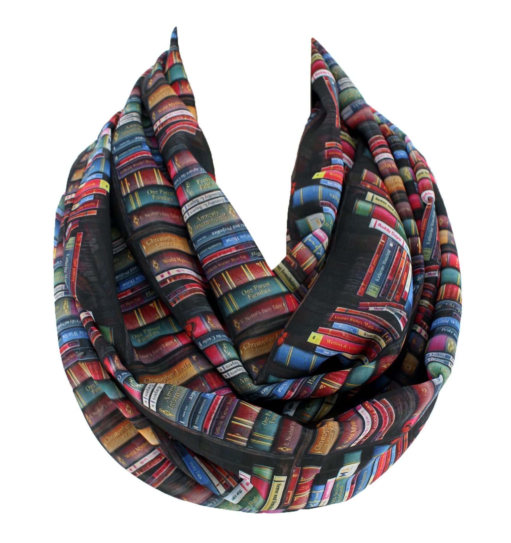 Etwoa's Bookshelf Black Infinity Scarf Circle Scarf Loop Scarf, Large