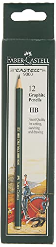 Faber-Castell Pencils, Castell 9000 Art graphite pencils, HB No.2 Pencil for drawing, writing, sketch, shading, artist, school supplies pencils - 12 pack (HB)