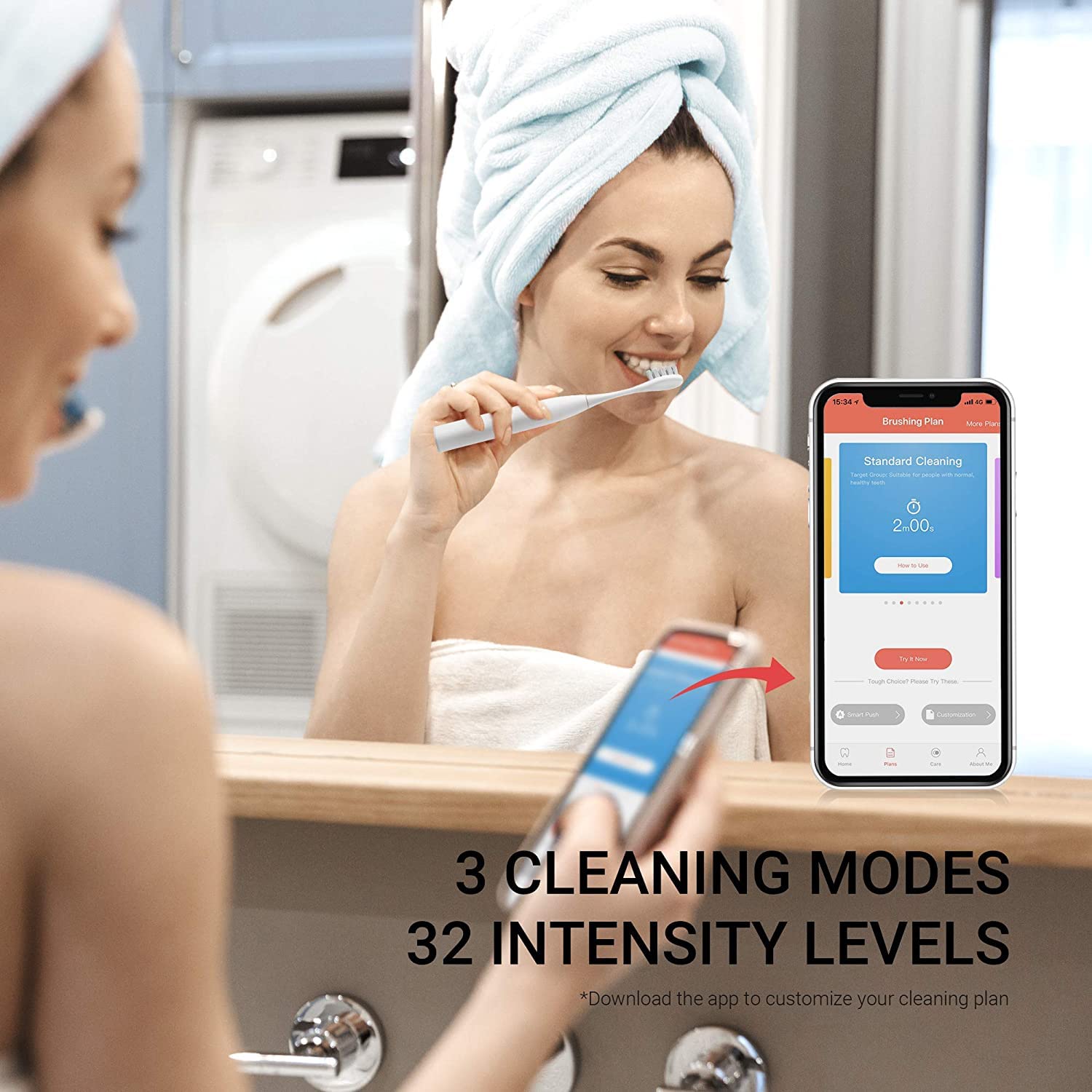 Oclean Electric Toothbrush 40,000 VPM Sonic Cleaning, 3 Modes 32 Intensities, 30 Days Use 2H Fast Charge Rechargeable, Smart Toothbrush W/Blind Zone Detection Smart Timer