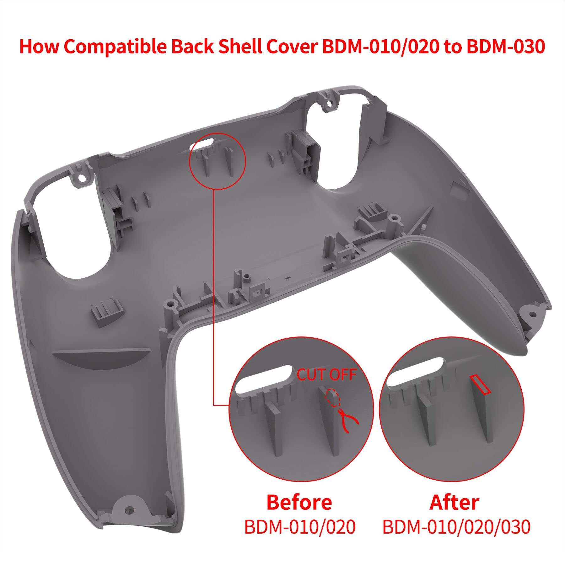 eXtremeRate Wood Grain Patterned Soft Touch Custom Back Housing Bottom Shell Compatible with ps5 Controller, Replacement Back Shell Cover Compatible with ps5 Controller