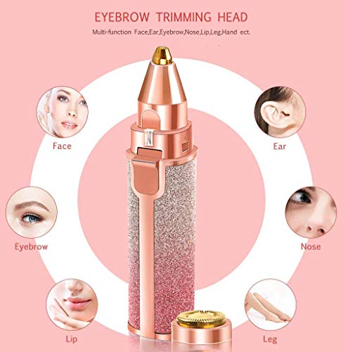 Eyebrow Trimmer Shaver for Ladies, Eyebrow Hair Removal Razor with Light,2 in 1 Rechargeable Facial Hair Remover with Replaceable Heads