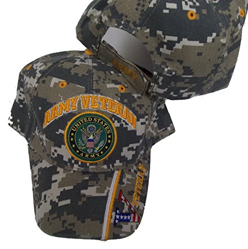United States Army Veteran V CAMO Baseball Style Embroidered HAT us USA Cap