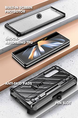 SUPCASE Unicorn Beetle Pro Case for Samsung Galaxy Z Fold 4 5G (2022), Full-Body Dual Layer Rugged Case with Built-in Screen Protector & Kickstand & S Pen Slot (Black)