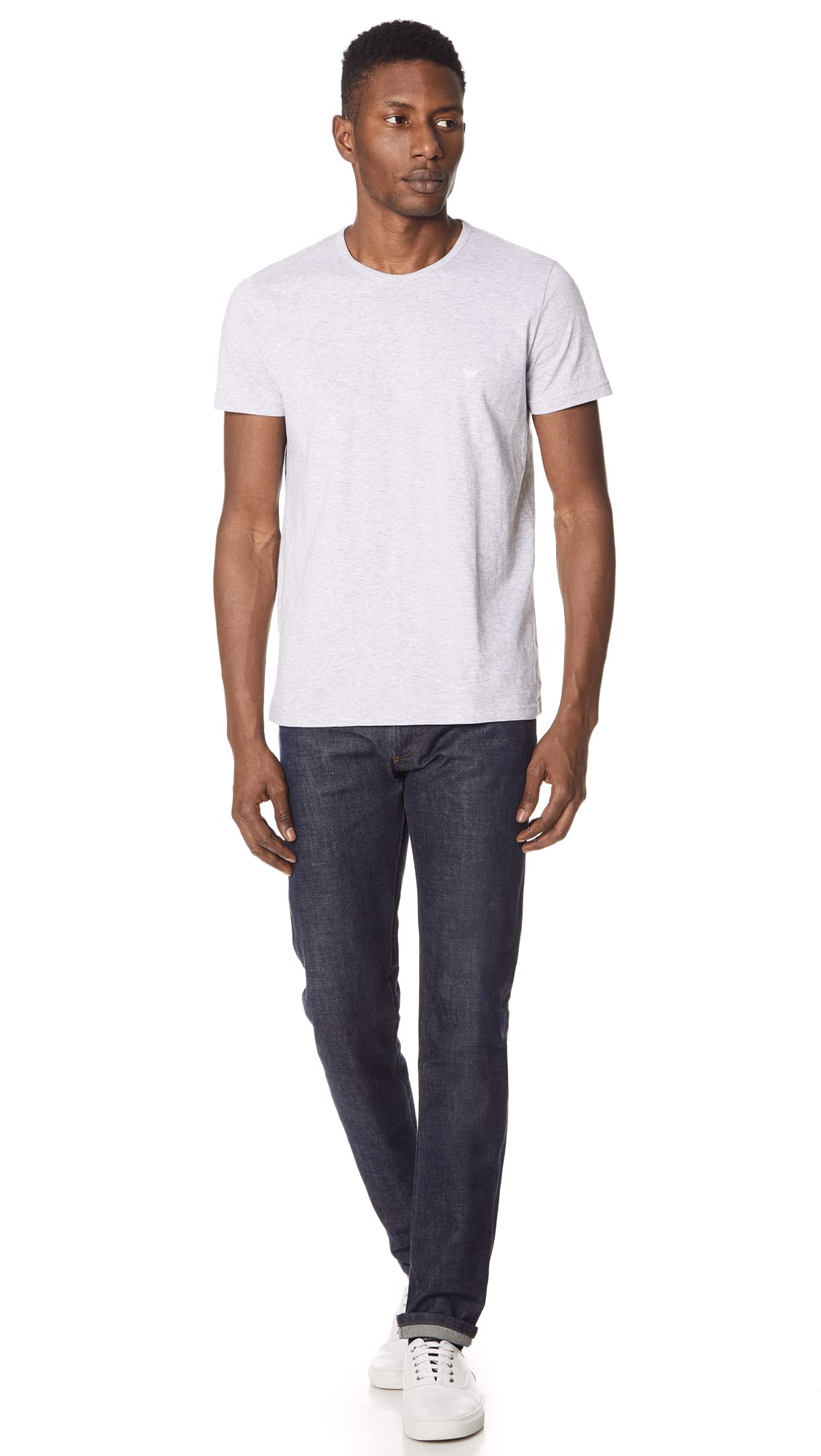 Emporio Armani Men's Pure Cotton Men's 3 Pack Crew Neck T-shirt Shirt, -Grey/White/Black, X-Large