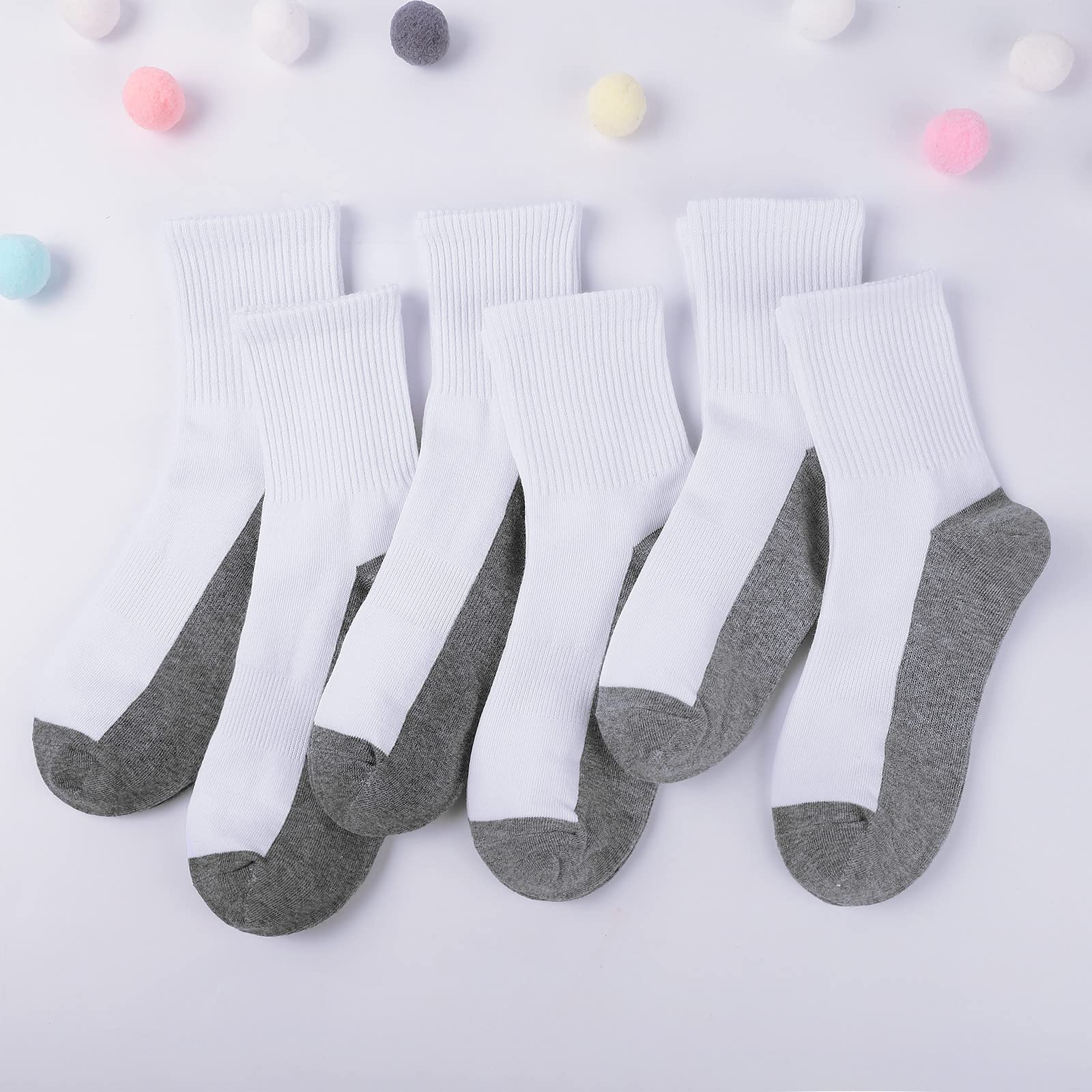 KEREDA Boys Girls Cushioned Crew Socks Athletic Training Socks for Active Kids 6 Pairs 7-10 Years Multicolor 2